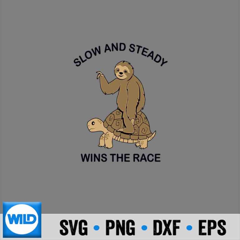 Turtle SVG, Sloth Riding Turtle Slow And Steady Wins The Race SVG - WildSvg