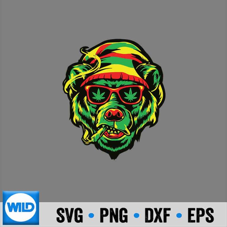 Cannabis SVG, Weed Smoking Rasta Reggae Bear Blunt Cannabis Marijuana ...