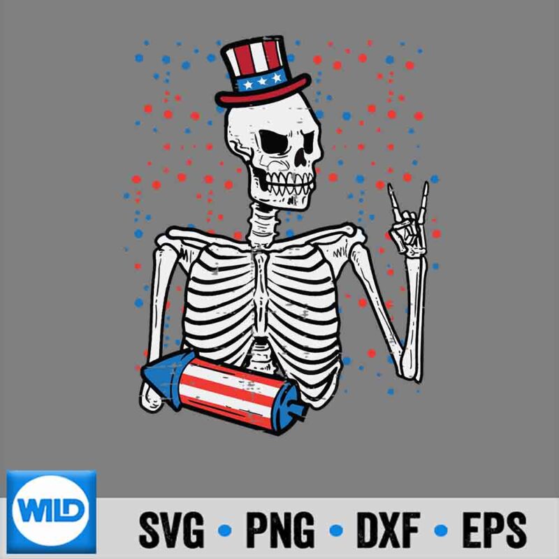 Fourth Of July SVG, 4th July Rocker Skeleton Patriotic Rock SVG - WildSvg