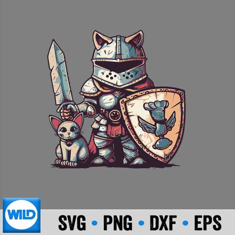 Knight SVG, Cool Knight Suit In Armor With Sword And Cat SVG - WildSvg