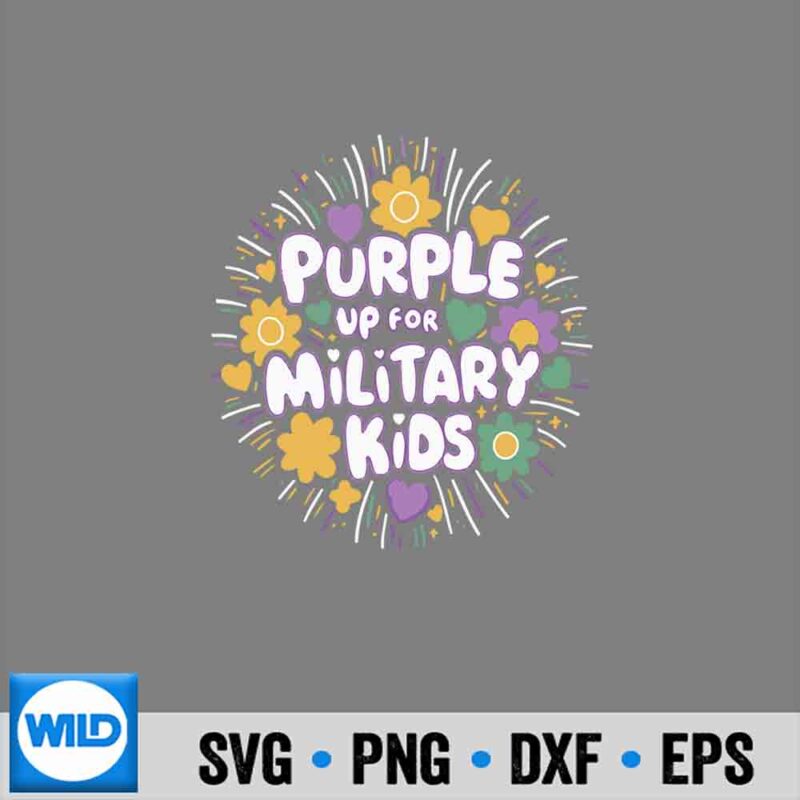 Military Month SVG, Cute Purple Up For Military Military Child Flower ...