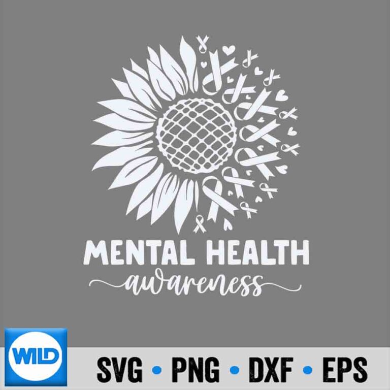 Mental Health SVG, Mental Health Awareness Green Sunflower Tal Health ...