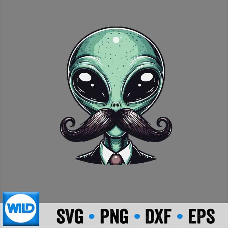 Mister SVG, Mister Alien Alien Ufo With A Big Mustache SVG - WildSvg