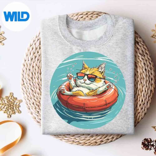 Pretty SVG, Pretty Relaxed Cat In Tubing Fun For River And Water Lovers ...