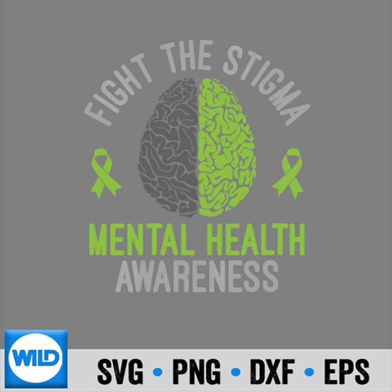 Mental Health SVG, Tal Health Awareness Green Ribbon Brain Fight The ...