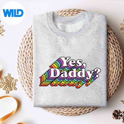 Daddy SVG, Yes Daddy For Naughty Daddys Girl Retro Rainbow SVG - WildSvg