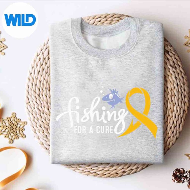 Fishing SVG, Fishing For Childhood Cancer Awareness Supporter Ribbon ...