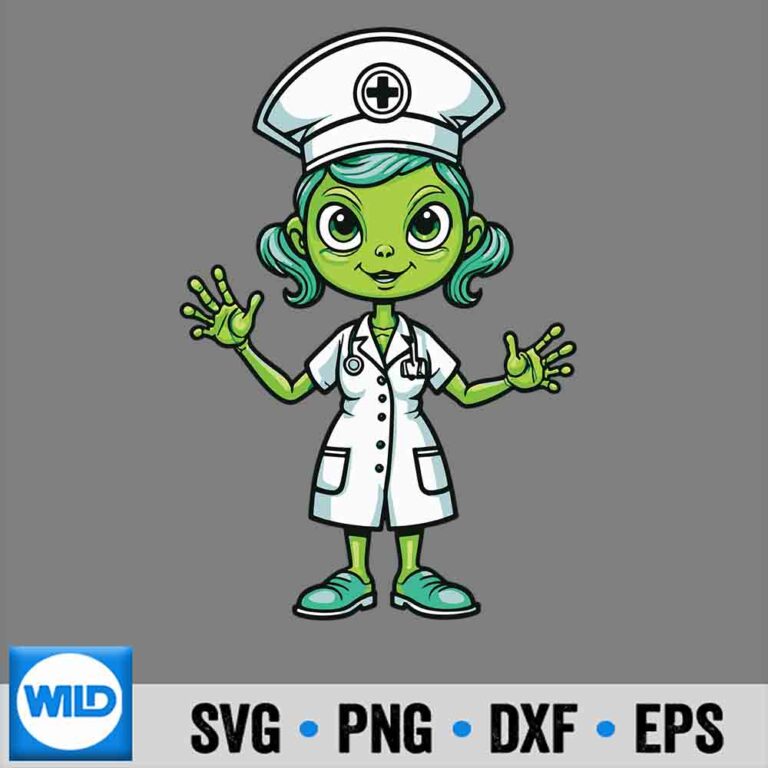 Green SVG, Green Alien Nurse Childrens Art Alien SVG - WildSvg