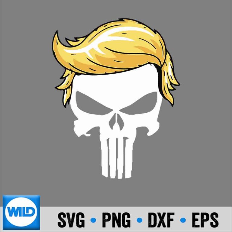 Skull SVG, Skull With Iconic Trump Hair President Supporter SVG - WildSvg