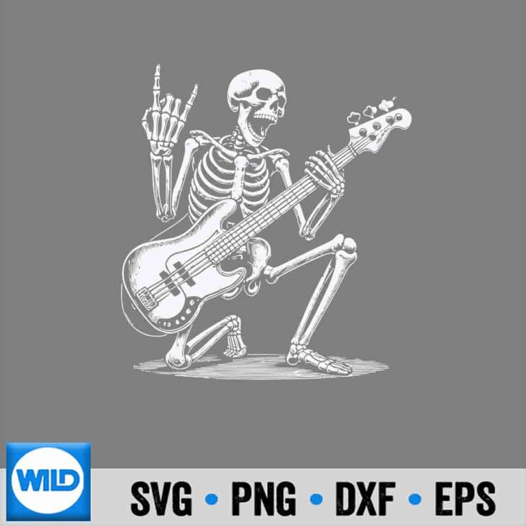 Skeleton SVG, Bass Guitar Skeleton Halloween Vintage SVG - WildSvg
