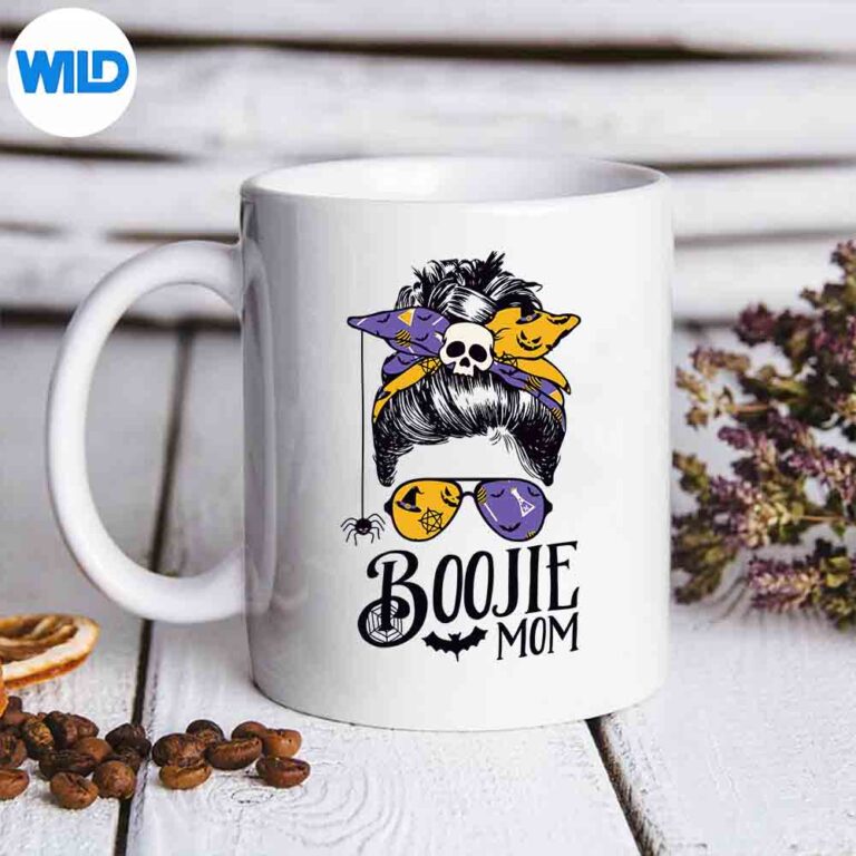 Skull SVG, Boojie Mom Halloween Boujee Messy Bun Skull Mom SVG - WildSvg