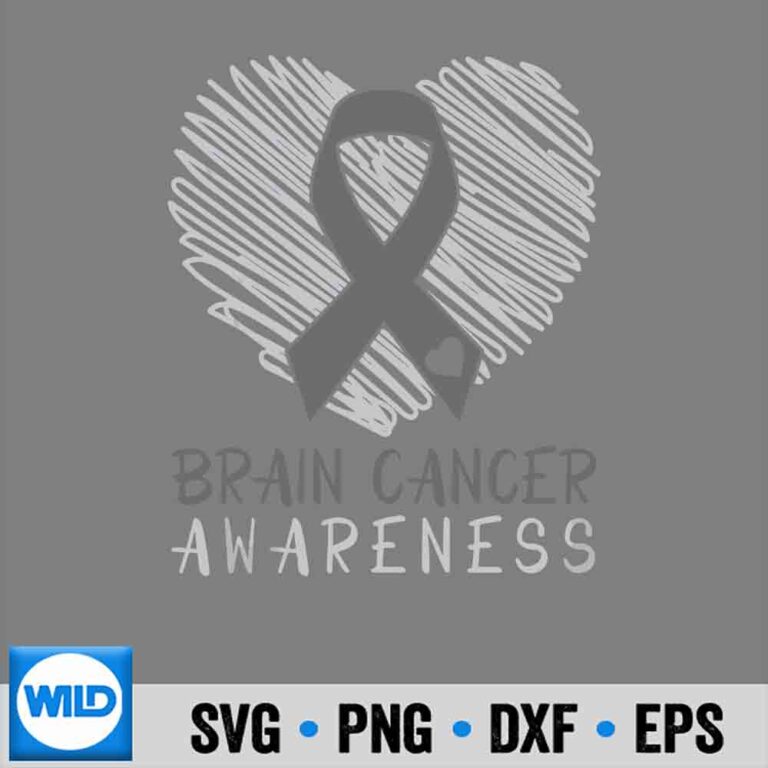 Cancer Ribbon SVG, Brain Cancer Awareness Brain Tumor Gray Ribbon SVG ...