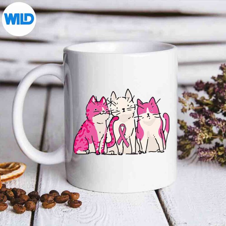 Breast Cancer Month SVG, Cat Pink Ribbon Breast Cancer Awareness Cute ...