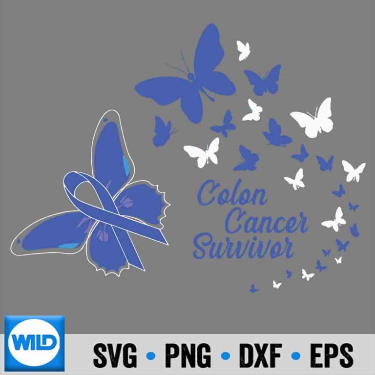 Cancer Survivor SVG, Colon Cancer Survivor Awareness Butterflies SVG ...