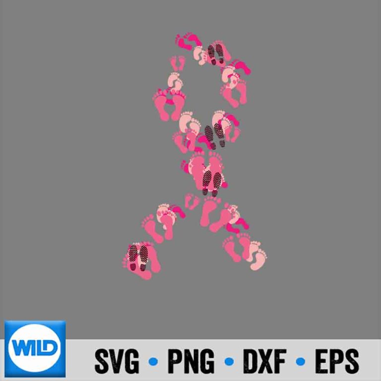 Breast Cancer Month SVG, Cute Footprints Breast Cancer Awareness Month ...