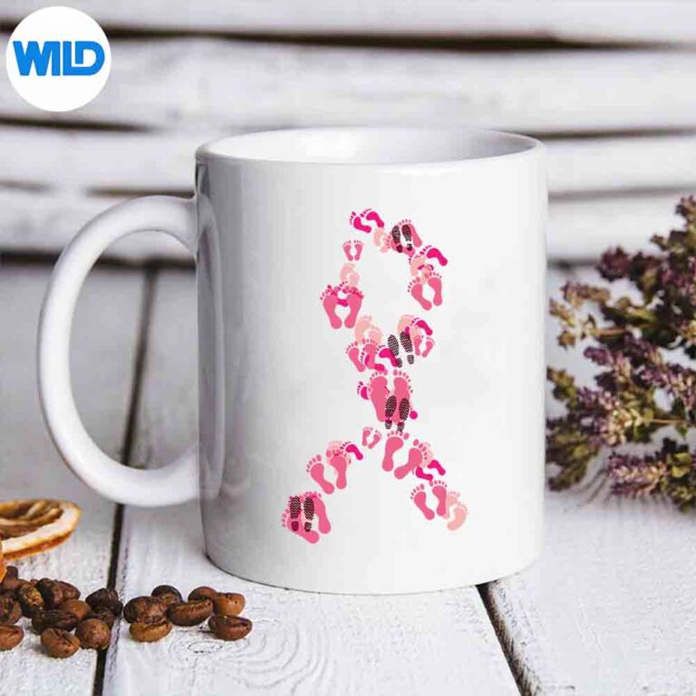 Breast Cancer Month SVG, Cute Footprints Breast Cancer Awareness Month ...