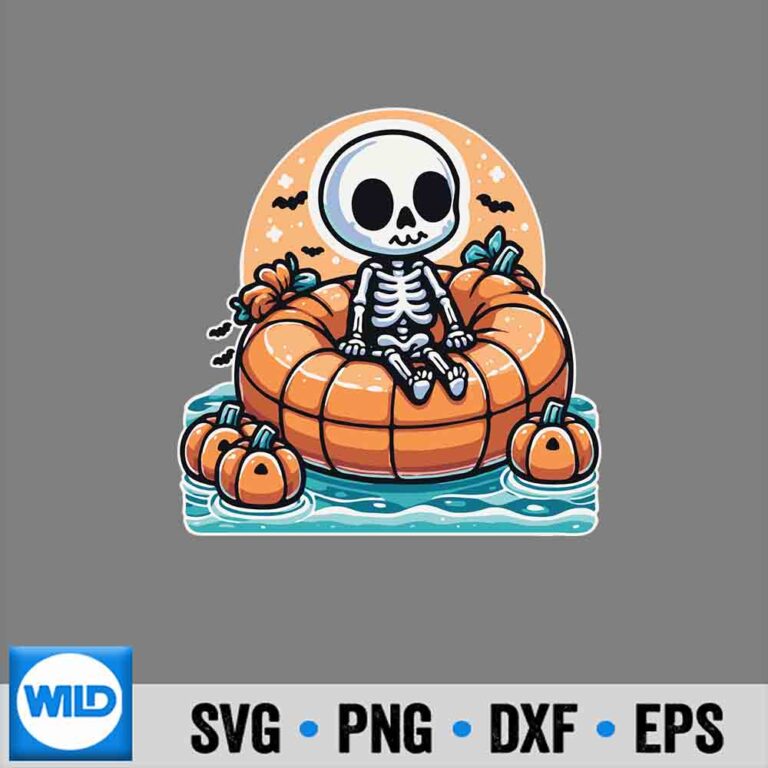 Skeleton SVG, Cute Skeleton Summer Pool Skeleton SVG - WildSvg