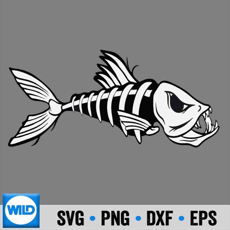 Skeleton SVG, Fish Skeleton Fishing Vintage SVG - WildSvg