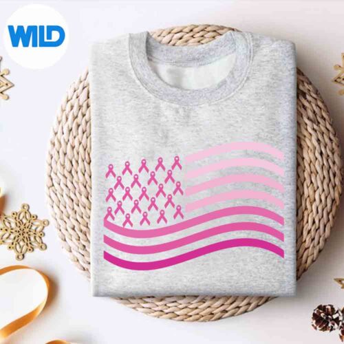 Breast Cancer Month SVG, Pink Ribbon Usa America Flag Breast Cancer SVG ...