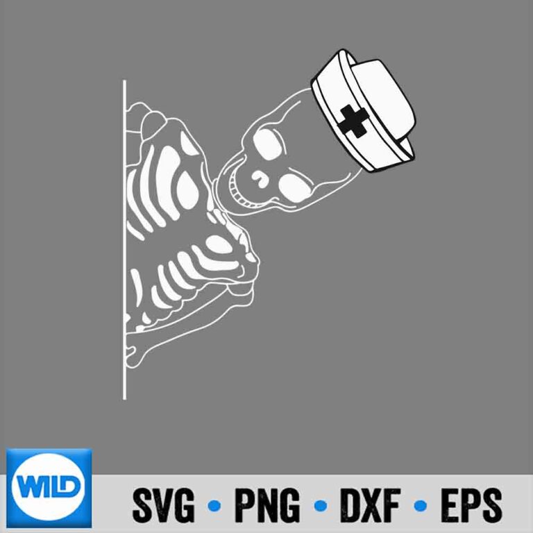 Skeleton SVG, Skeleton Nurse Icu Peekaboo Halloween Costume Skull ...