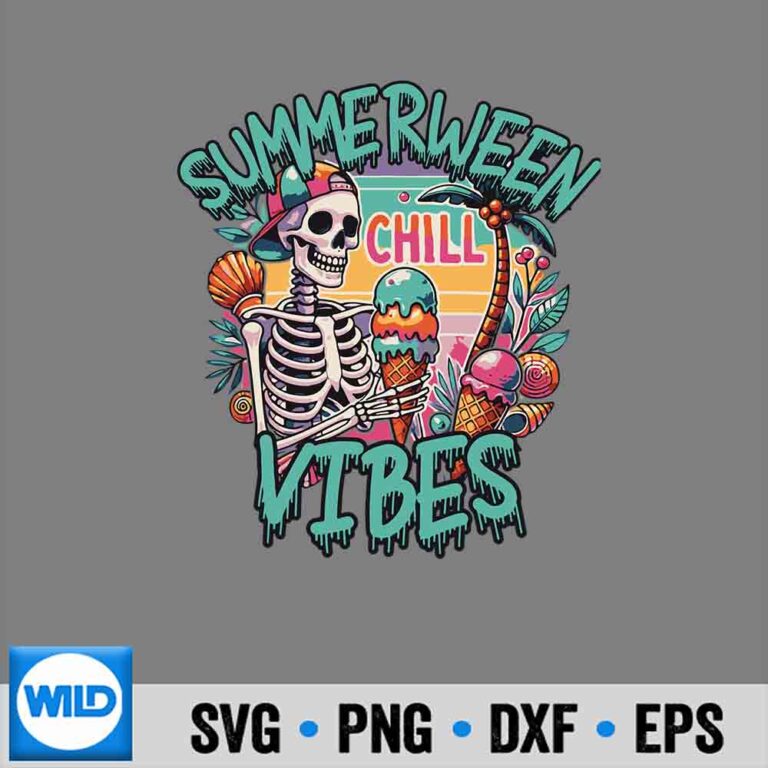 Skeleton SVG, Summer Vibes Halloween Summerween Ice Cream Skeleton ...