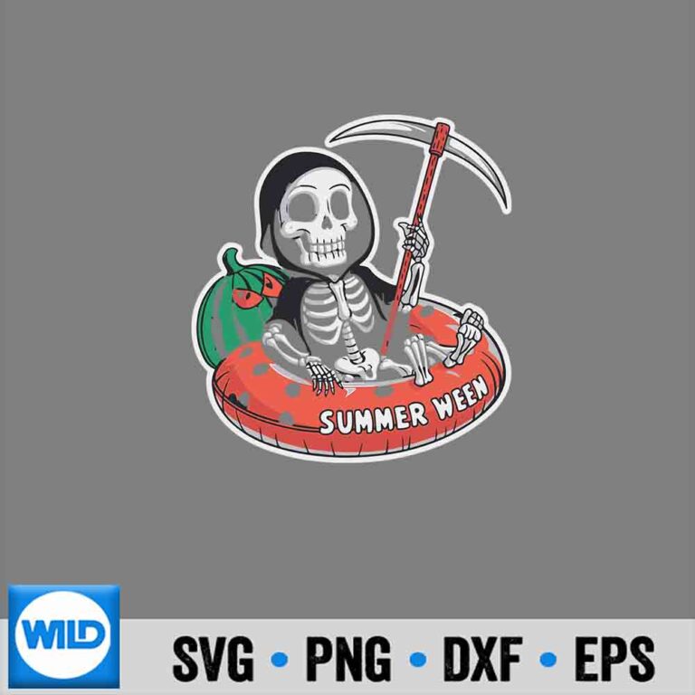 Skeleton SVG, Summerween Summer Halloween Watermelon Skeleton Float SVG ...