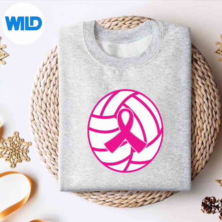 Cancer Ribbon SVG, Volleyball Pink Ribbon Breast Cancer Awareness SVG ...