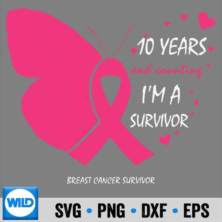 Cancer Survivor SVG, Years Breast Cancer Free Butterfly Pink Survivor ...