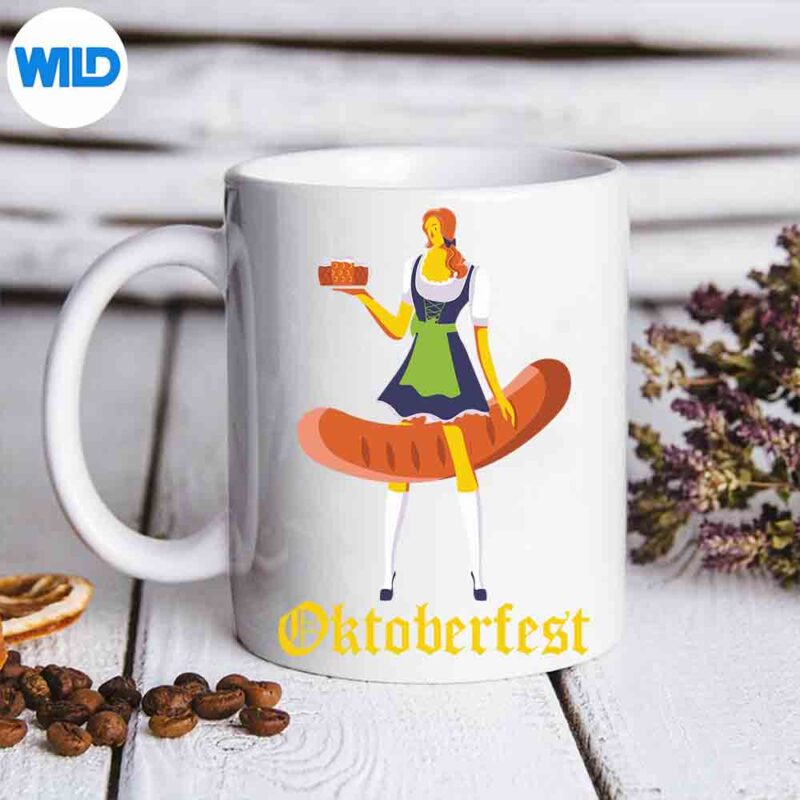 Oktoberfest SVG, Barmaid Oktoberfest German Woman Dirndl Bratwurst SVG ...
