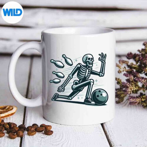 Skeleton SVG, Bowling Halloween Skeleton Playing Bowling SVG - WildSvg