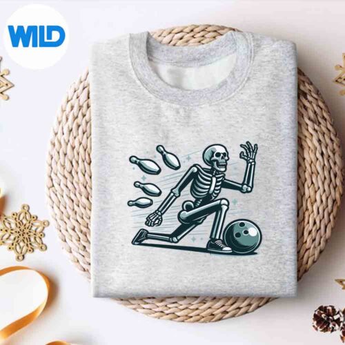 Skeleton SVG, Bowling Halloween Skeleton Playing Bowling SVG - WildSvg