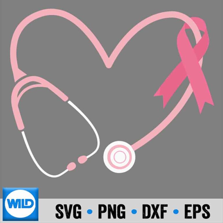 Breast Cancer Awareness SVG, Doctor Nurse Heart Love Pink Ribbon Cute ...