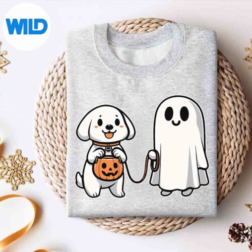 Halloween SVG, Ghost Walking Dog Halloween Ghost Spooky SVG - WildSvg
