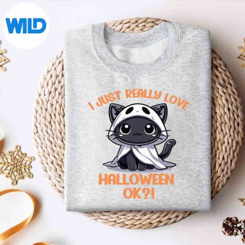 Ghost SVG, Kawaii Anime Cat Ghost Halloween Positive Sad SVG - WildSvg