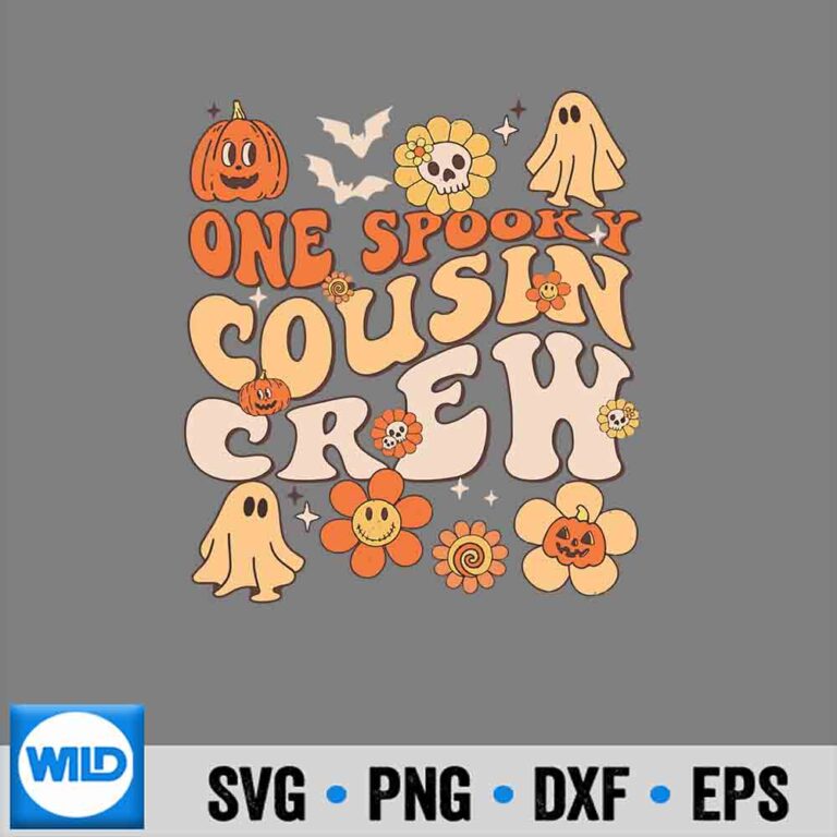 Spooky SVG, One Spooky Cousin Crew Halloween Retro Matching Family Cute ...