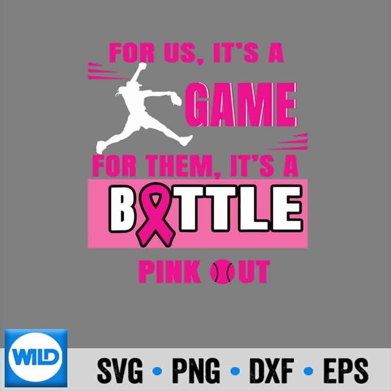 Cancer Ribbon SVG, Pink Out Breast Cancer Softball Ball Pink Ribbon ...