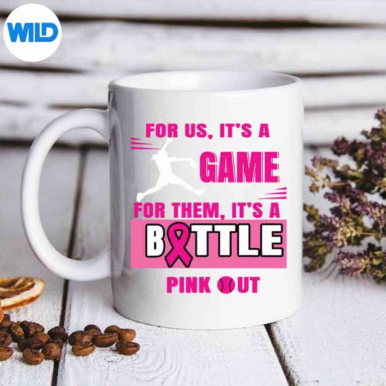 Cancer Ribbon SVG, Pink Out Breast Cancer Softball Ball Pink Ribbon ...