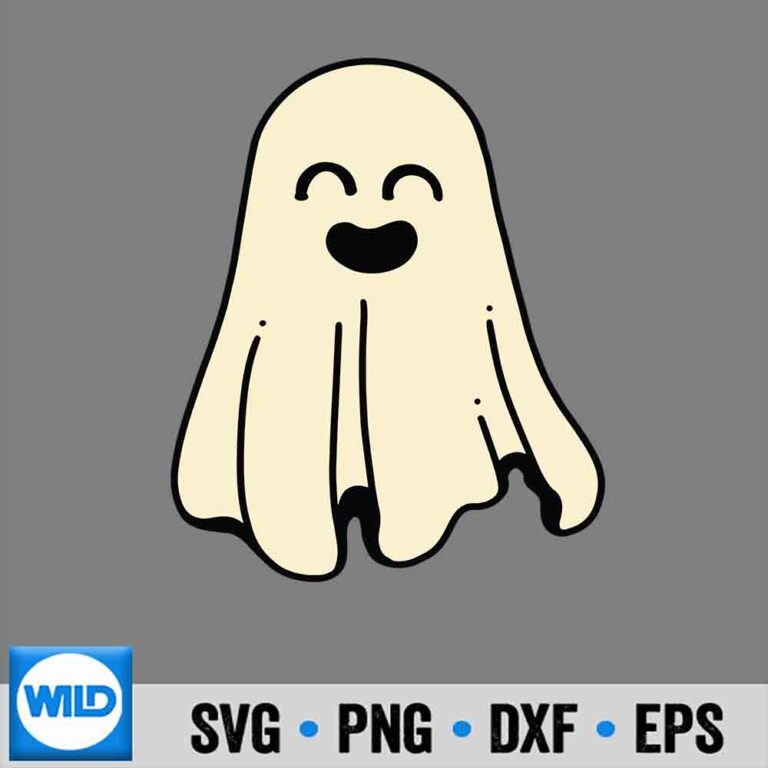 Ghost SVG, Smiling Ghost Halloween Vintage SVG - WildSvg