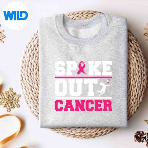 Spike Out Cancer Volleyball Player Breast Cancer Awareness SVG PNG ...