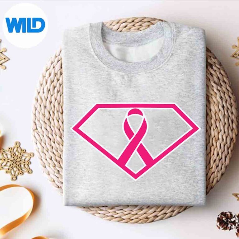 Cancer Ribbon SVG, Super Woman Pink Ribbon Cute Breast Cancer Awareness ...