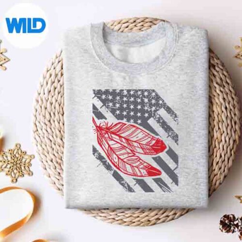 Native American Flag SVG, Native American Usa Flag Feathers SVG - WildSvg