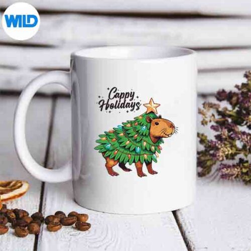 Capybara Xmas tree SVG, Cappy Holidays Xmas Tree Capybara Christmas SVG ...