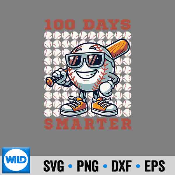 100 Days Smarter Baseball SVG, 100 Days Smarter Baseball Bat 100 Days ...