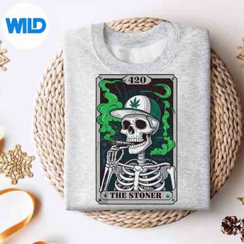 Stoner Tarot Card SVG, The Stoner Tarot Card Smoking 420 Skeleton Weed ...