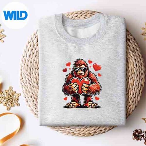 Bigfoot Heart Sasquatch SVG, Valentines Day Bigfoot Heart Sunglasses ...