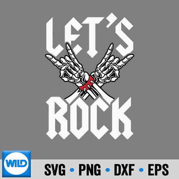 Rock On Skeleton SVG, Lets Rock On Bands Rock N Roll Skeleton Hand ...
