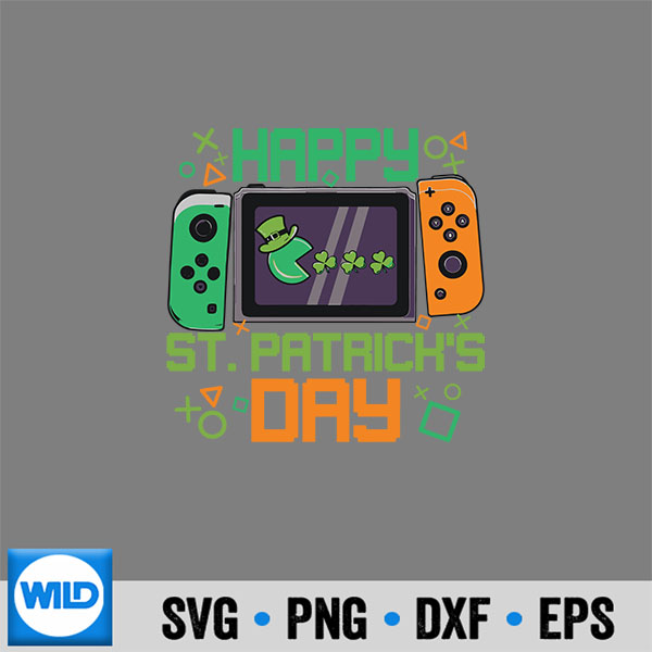 Gamer Shamrock Pat Day SVG, Video Gamer Eating Shamrock Happy St ...