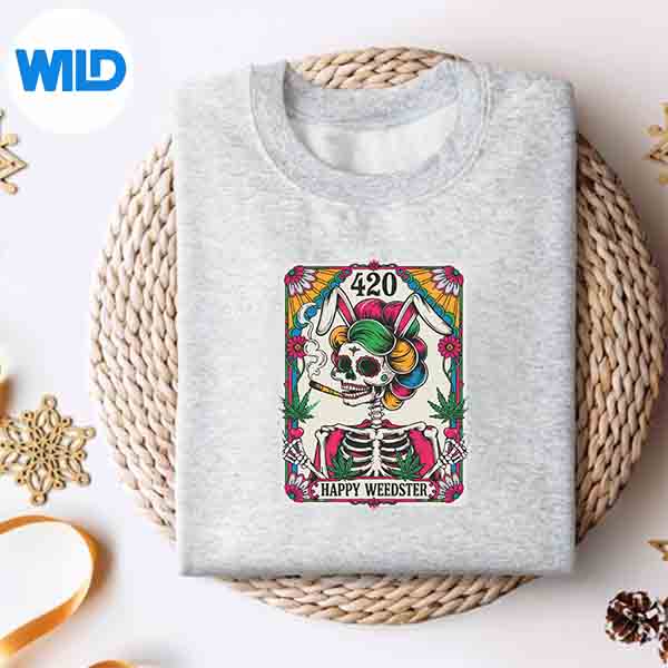 Happy Weedster 420 Easter Skeleton Smoking Weed Tarot Card PNG SVG for ...