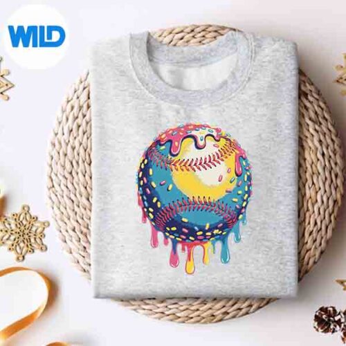 Ice Cream Drip Baseball Stuff Baseball Drip For Digital Design - WildSvg