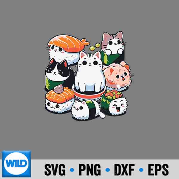 Sushi Anime Cat SVG, Sushi Anime Cat Sushi Lover SVG - WildSvg